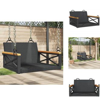 vidaXL H&auml;ngesessel Schwarz 63x62x40 cm Poly Rattan - Outdoor M&ouml;bel - Gartenstuhl - Hangestuhl - Schaukelbank - Gartenlounge