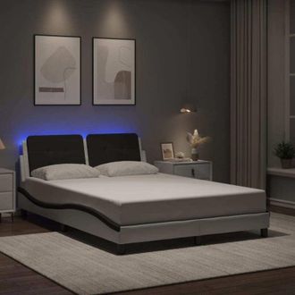 vidaXL Cadre de lit avec led sans matelas blanc et noir 140x200 cm Vidaxl