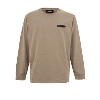 Dsquared2 Lang&auml;rmeliges Logo-T-Shirt - - Tops - Herren - Beige - M