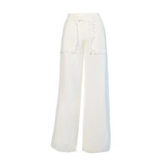 H&eacute;st Wei&szlig;e Leinenhose mit elastischem Bund - - Trousers - Damen - Wei&szlig; - L