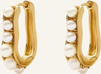Missoma Missoma Creolen Pearl Wave Small Hoop Earrings By Glambou gold