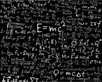 Wallario Poster - Mathematische Formeln Relativitätstheorie in Premiumqualität, Größe: 40 x 50 cm