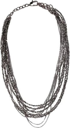 Brunello Cucinelli Femme, Accessoires, Gris, Taille: ONE Size Elegant Layered Chain Necklace