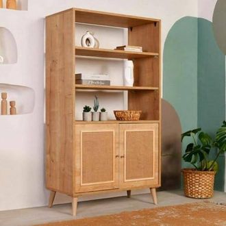 Dmora Lyndra Regal 90x40x110h cm Braun 3 B&ouml;den 2 T&uuml;ren