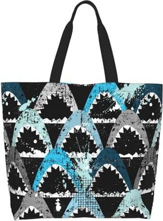 Generic Nouveaut&eacute; Requin Grunge Sac Fourre-Tout Grand Sacs Pliable Sac A Main Femmes Pour Voyage Travail Shopping