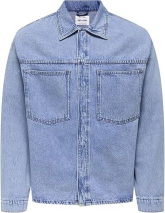 Only & Sons Onsemil Box Azg DNM Jacket Veste, Denim Bleu médium, L Hommes
