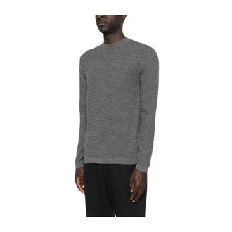 Emporio Armani Homme, Pulls, Gris, Taille: 2XL Wool crewneck sweater