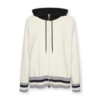 Elena Miro Kapuzen-Cardigan mit Rei&szlig;verschluss aus Viskosemischung - - Knitwear - Damen - Wei&szlig; - 2XL