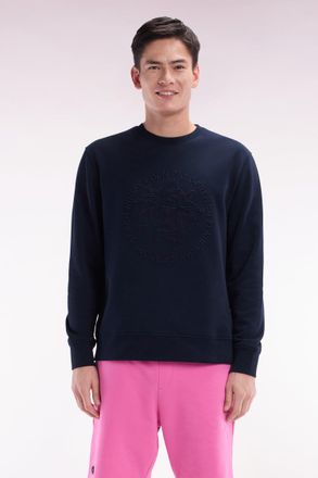 Eden Park Sweatshirt En Molleton Coton Marine Broderie Palmier Ton Sur Ton Coupe D&eacute;contract&eacute;e