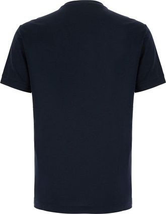 Giorgio Armani Logo-Embroidered Address Print T-Shirt - Navy