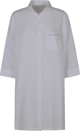 PESERICO Femme, Robes, Blanc, Taille: 42 FR Camicia Tela di lino leggera tinto pezza