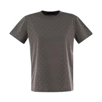 Fabiana Filippi Femme, Tops, Gris, Taille: 38 FR T-shirt &agrave; Manches Courtes Orn&eacute; de Pois