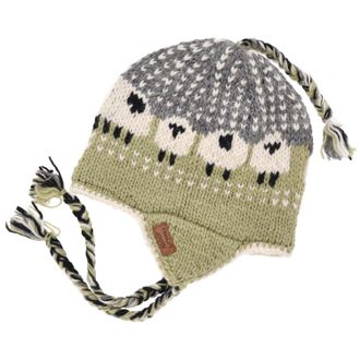 Guru Shop Wollm&uuml;tze mit Ohrenklappen, Norwegerm&uuml;tze, Winterm&uuml;tze Sheep - Hellgr&uuml;n, Herren/Damen, Wolle