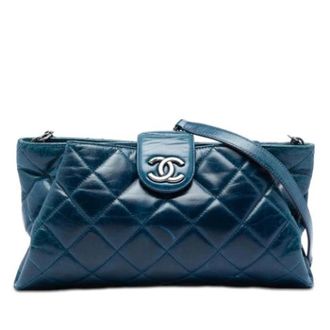 Chanel Sac bandouli&egrave;re matelass&eacute; en cuir de veau Pre-owned - Femme - Pre-owned - Bleu - Taille: ONE Size
