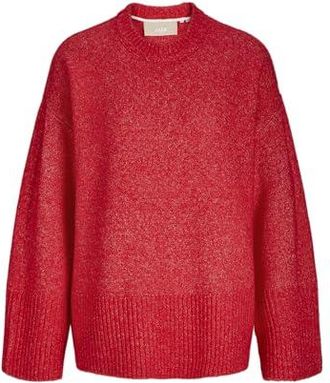 Jack & Jones Jack & Jones Jxollie Divers Crew Neck Knit Sn Pull en Tricot, Rouge Racing/Rayures : Vanille glac&eacute;e, XL Femme