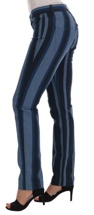 Dolce & Gabbana Womens Blue Girly Striped Cotton Jeans Clothing