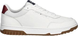Tommy Hilfiger Homme, Chaussures, Blanc, Taille: 45 EU Baskets &agrave; lacets en cuir et polyur&eacute;thane