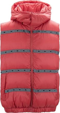 Versace Homme, Vestes, Rouge, Taille: 2XL Gilet Rouge avec Logo et Capuche Amovible