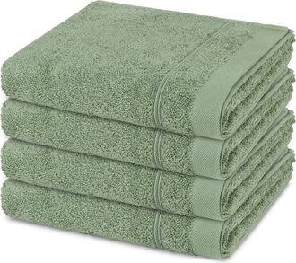 ROSS Rubin 4er Set Handt&uuml;cher 50x100 cm - Hochwertiger Walkfrottee 480 g/m&sup2;, 100% Baumwolle, Weich & Saugstark, Dezente Kordelborde mit Sticklogo - Pflegel