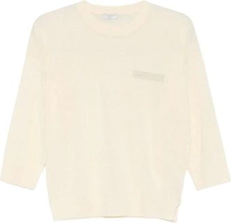 PESERICO Femme, Pulls, Jaune, Taille: 36 FR Pull en cr&ecirc;pe lin et coton
