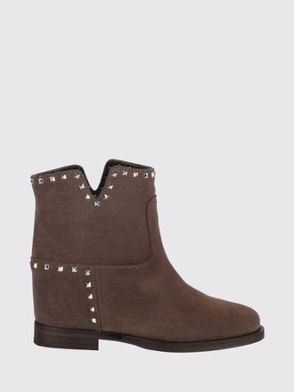 Via Roma 15 Bottines en cuir clout&eacute;es et brod&eacute;es &agrave; talon bas