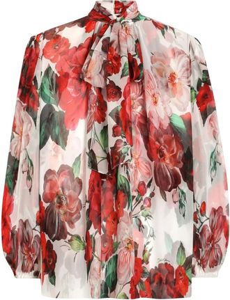Dolce & Gabbana Femme, Blouses et Chemises, Multicolore, Taille: 38 FR Silk Chiffon Floral Shirt