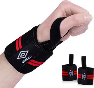 Philips UMBRO Handgelenk Bandagen - Handgelenkst&uuml;tze - Zughilfen Krafttraining - 2 St&uuml;ck Schwarz/Rot