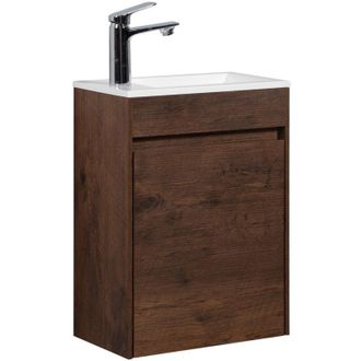 Badplaats WC Badm&ouml;bel Sinta 40x22 cm - Walnuss Braun - Schrank Wei&szlig;es Wasc