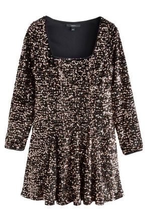 Next Minikleid Minikleid mit Pailletten und eckigem Ausschnitt (1-tlg)