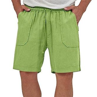 Generic Short pour homme avec poches, short en lin pour homme, taille &eacute;lastique, pantalon de jogging confortable pour l&eacute;t&eacute;, le sport, le sport, le sport, d&eacute;co