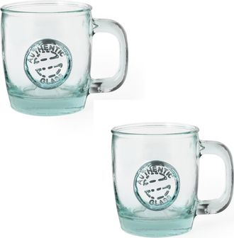 noTrash2003 2 grosse Biergl&auml;ser Henkelgl&auml;ser Trinkgl&auml;ser Wassergl&auml;ser aus Recycling Glas Made in Europe 400 mL inhalt f&uuml;r Eistee Softdrink Cocktail Longdrink Nach