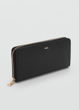 Mango Portefeuille effet saffiano noir - Femme - Taille unique - MANGO