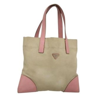 Prada Pre-owned Toile sacs-prada - Femme - Pre-owned - Beige - Taille: ONE Size