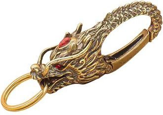 Generic en laiton | Pendentif Dragon Porte-cl&eacute;s - Accessoire Pendentif Porte-Cl&eacute;s Vintage pour Voiture Sac &agrave; Main de No&euml;l, Rubis, Refer to description