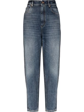 Brunello Cucinelli jean fusel&eacute; &agrave; taille mi-haute - Bleu