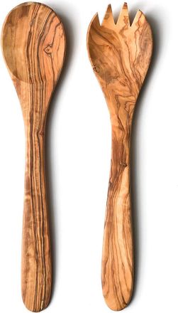 The Rustic Dish Traditionelle Olivenholz Salatbesteck - L&auml;nge 30 cm