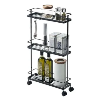 Yamazaki Tableware 7152 Tower Storage Cart, Black, Steel, 38 x 12 x 66 cm