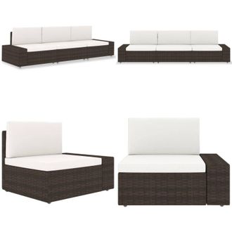 vidaXL Modulares 3-Sitzer-Sofa Poly Rattan Braun - Modular-Sofa - Gartenm&ouml;bel - Outdoor-Lounge - Rattan-Sofa - Esszimmergarnitur - Home & Living