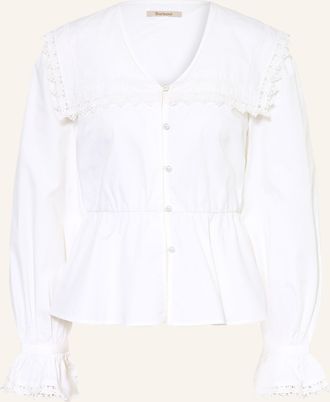 Barbour Bluse Mit Spitze Und R&uuml;schen weiss
