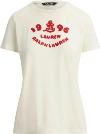 Ralph Lauren Femme, Tops, Beige, Taille: 42 FR Knit T-Shirt Cotton Jersey