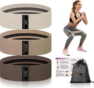 MÜKA 3er Set Widerstandsbänder Set Stoff Stretchbänder in 3 Stärken Yoga Elastische Schlaufenbänder Resistance Bands für Krafttraining