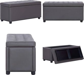 vidaXL Ottoman mit Stauraum 87,5 cm Grau Kunstleder - Sitztruhe - Aufbewahrungsbox - Wohnzimmer Dekoration - Couchtisch Alternative - Graue M&ouml;bel - Home &