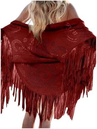 Generic Poncho Femme Hiver Chaud Chale Femme Hiver Chaud Cape Femme Effet enveloppant Cape Courte &Agrave; Pompons &Eacute;l&eacute;gante Et Tendance Automne-Hiver