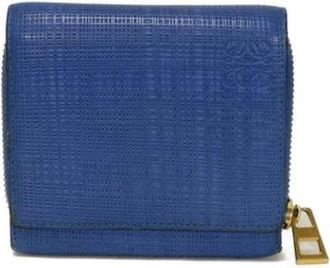 Loewe unisex, Pre-owned, Bleu, Taille: ONE Size Portefeuille en lin Pre-owned