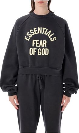 Fear of God Femme, Sweatshirts et sweats &agrave; capuche, Noir, Taille: 38 FR Campus 90s Cropped Crewneck