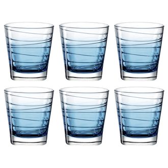 Leonardo Leonardo Vario Struttura Trink-Gl&auml;ser 6er Set, sp&uuml;lmaschinenfeste Wasser-Gl&auml;ser, bunte Trink-Becher aus Glas, Getr&auml;nke-Set, blau, 250 ml, 026838