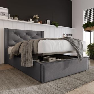 Generic Modernes Polsterbett Doppelbett mit verstellbarem Kopfteil und robustem Lattenrost, stilvolles Bettgestell für Schlafzimmer und Gästezimmer, Komfortab