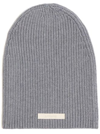 Apparis bonnet en maille nervurée à patch logo - Gris