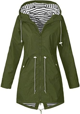 Generic VêTements ImperméAbles Femme Veste Coupe-Vent Avec Poches Et Doublure ZippéE Manteau Coupe-Vent De Couleur Unie ImperméAbles Pour Femmes Veste De Plui