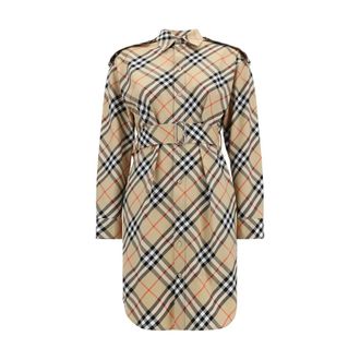 Burberry Kariertes Chemisier-Kleid mit G&uuml;rtel - - Dresses - Damen - Mehrfarbig - 3XS